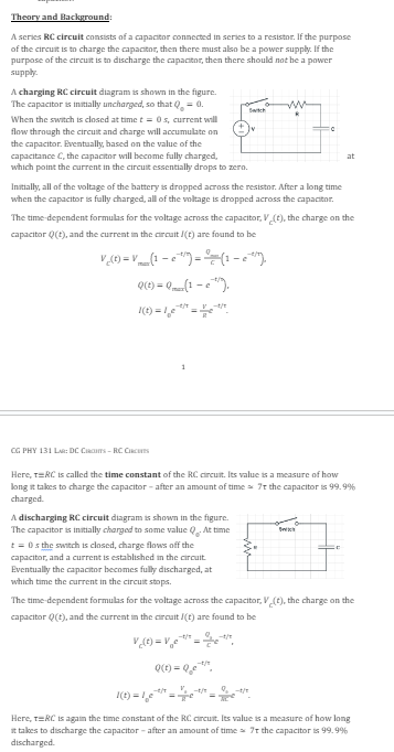 Solved First, consider a simple charging RC circuit, as | Chegg.com