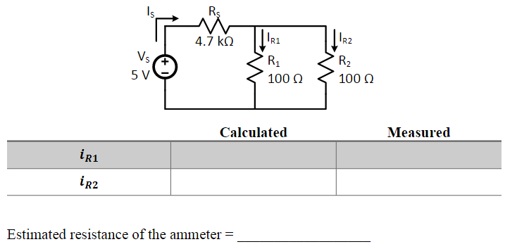 Solved Estimated resistance of the ammeter = | Chegg.com