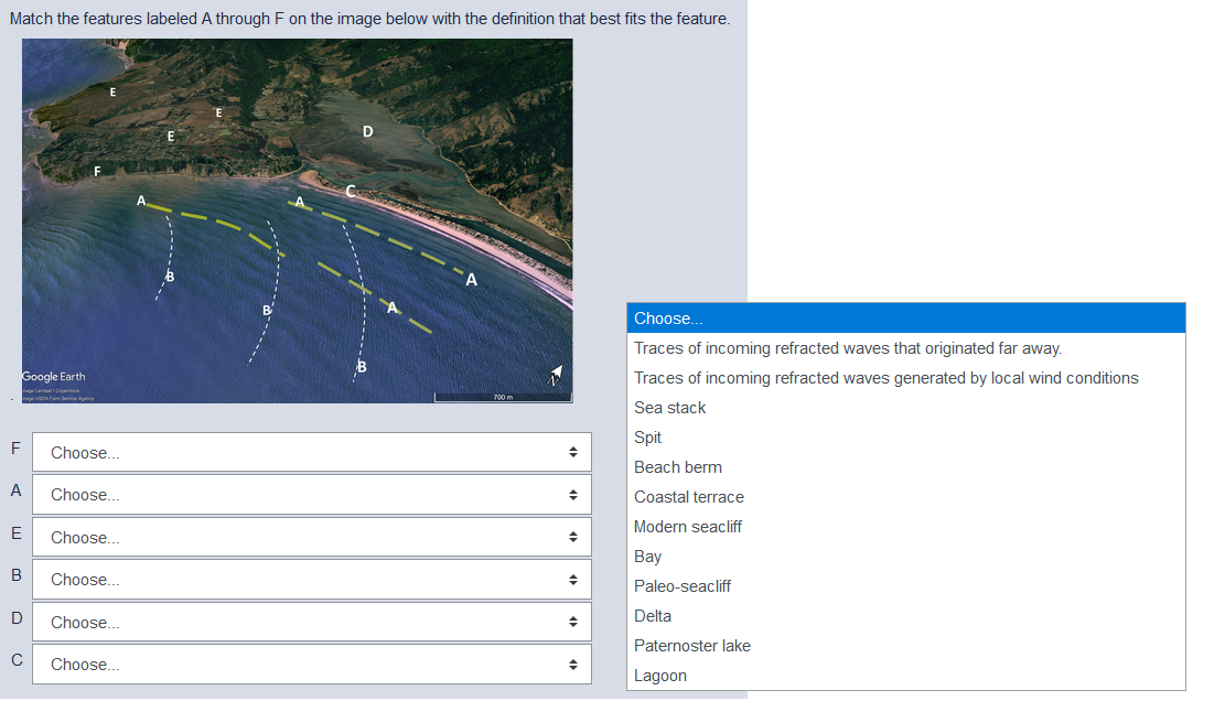 Solved Match the features labeled A through F on the image | Chegg.com
