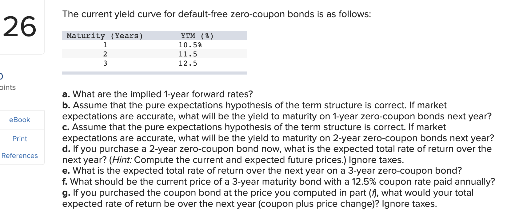 The current yield curve for default-free zero-coupon | Chegg.com