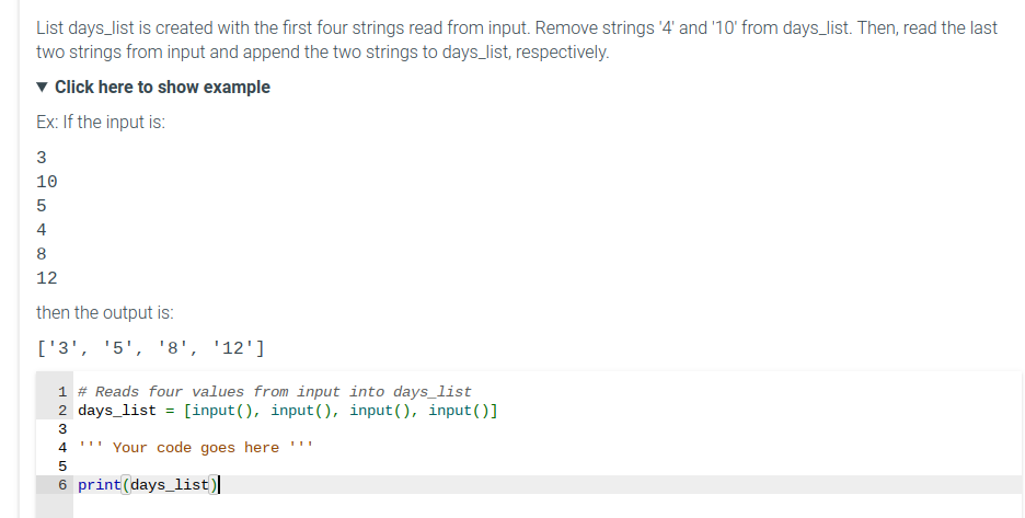 Solved List days_list is created with the first four strings | Chegg.com