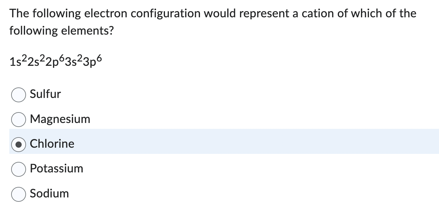 Solved The following electron configuration would represent | Chegg.com