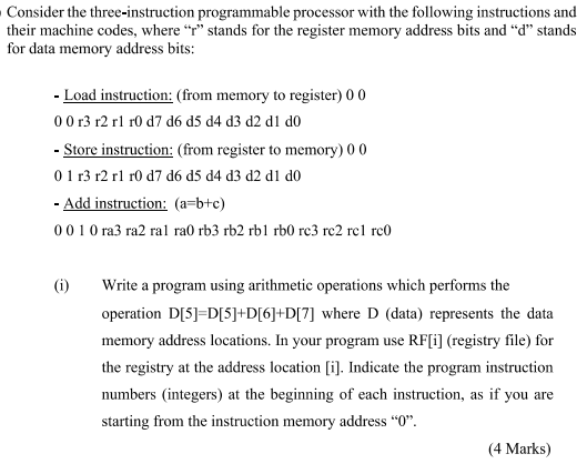 Solved Consider the three-instruction programmable processor | Chegg.com