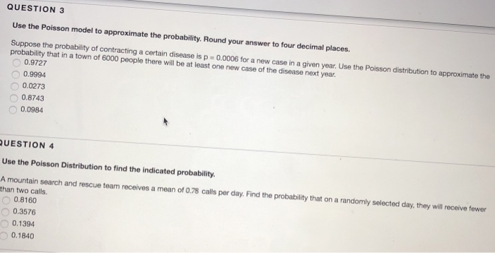 Solved QUESTION 3 Use the Poisson model to approximate the | Chegg.com