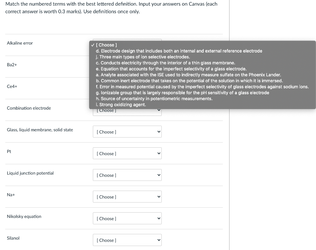 Solved Match the numbered terms with the best lettered | Chegg.com