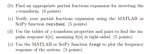 Solved For the transfer/system function ( 28 points total) | Chegg.com