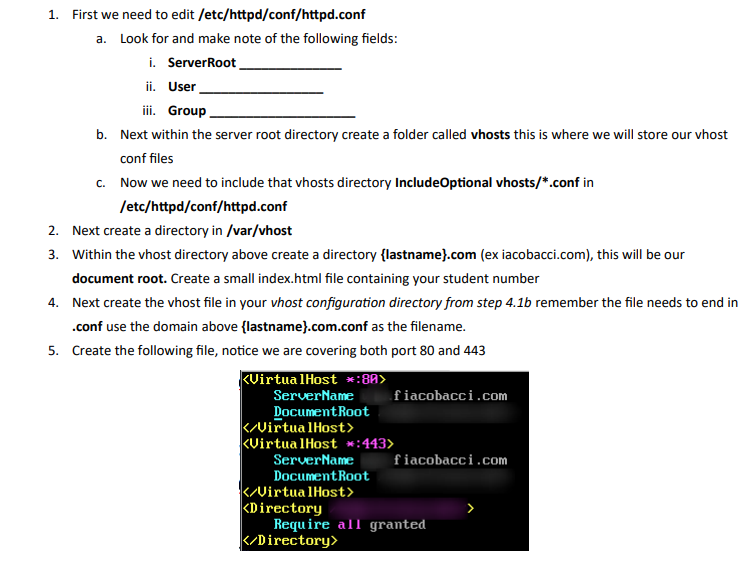 1. First we need to edit /etc/httpd/conf/httpd.conf | Chegg.com