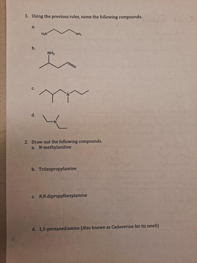 Solved 1. Using the previous rules, name the following | Chegg.com
