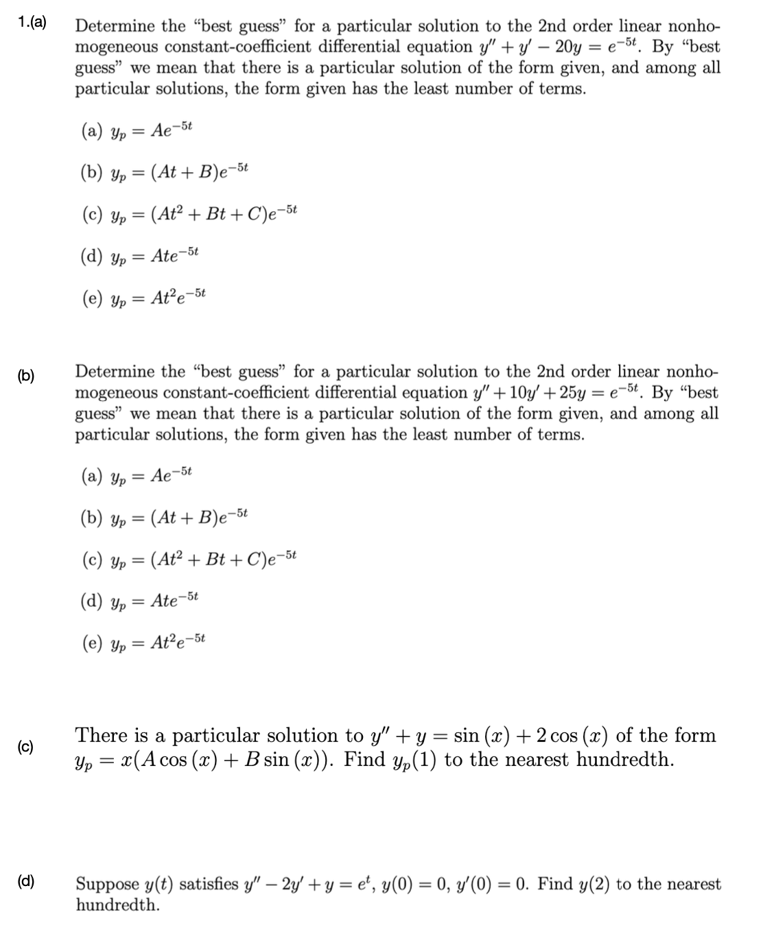 Solved a. Determine the “best guess” for a particular | Chegg.com