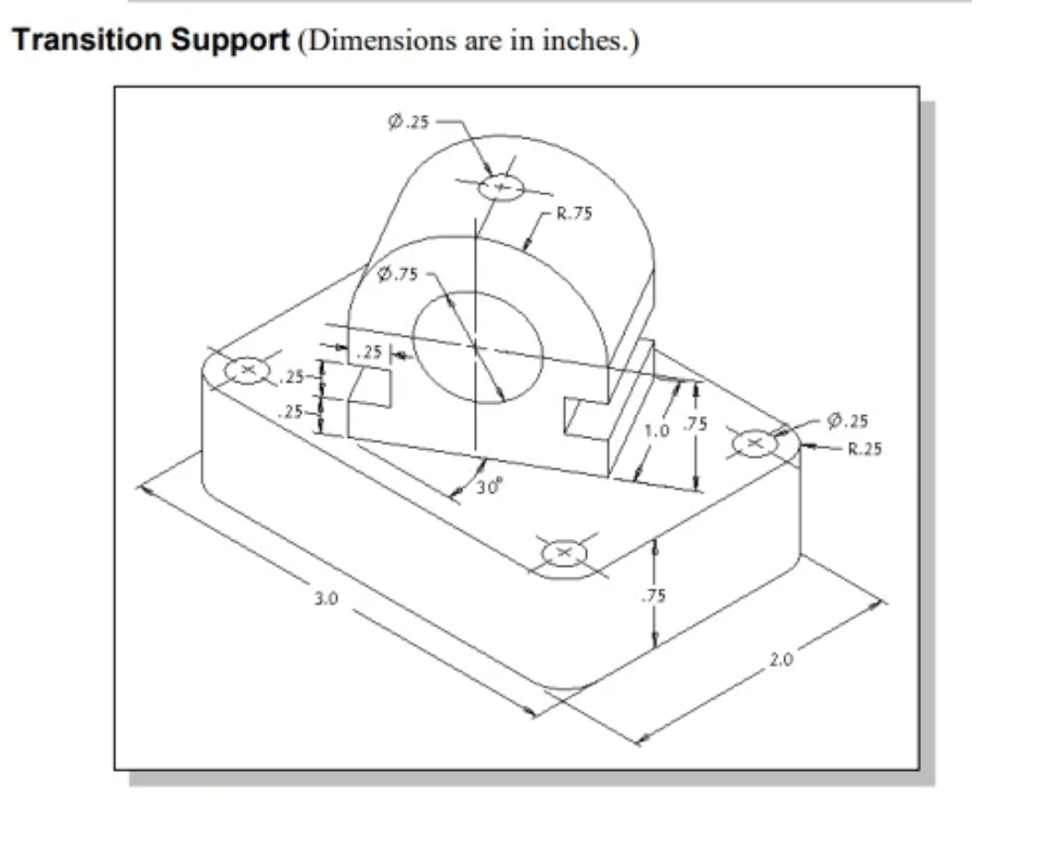 Solved Transition Support (Dimensions are in inches)please | Chegg.com
