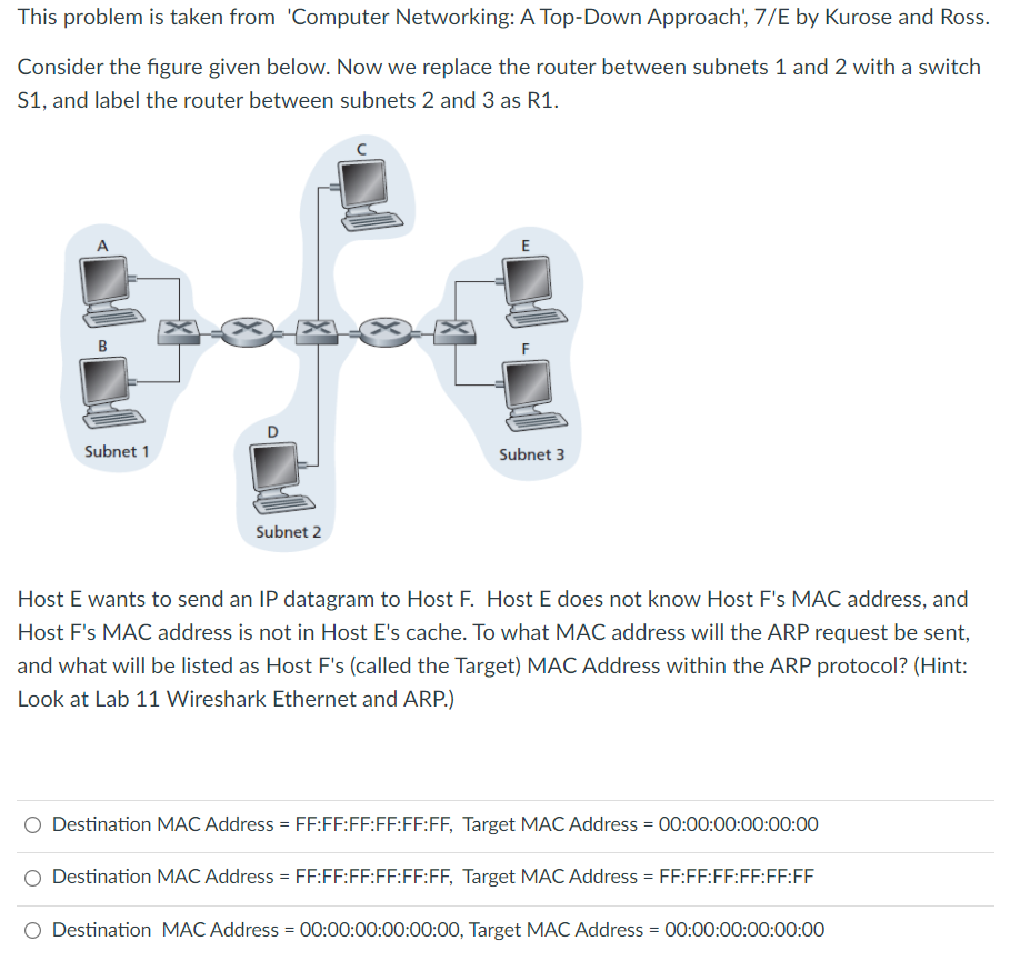 Solved This problem is taken from 'Computer Networking: A | Chegg.com