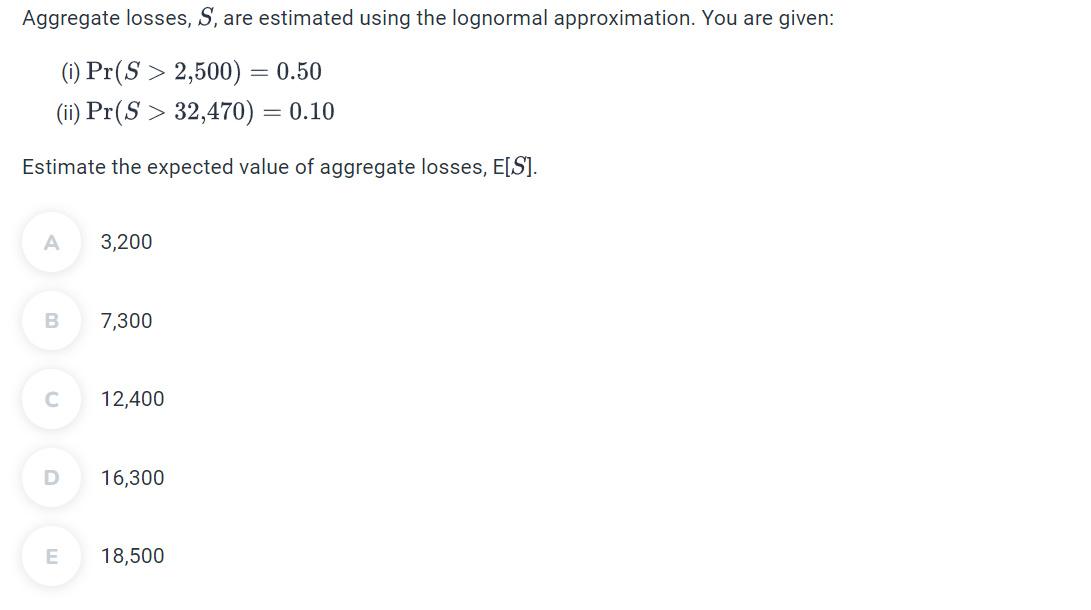 Solved Aggregate losses, S, ﻿are estimated using the | Chegg.com