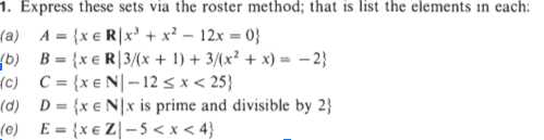 Solved 1. Express these sets via the roster method; that is | Chegg.com