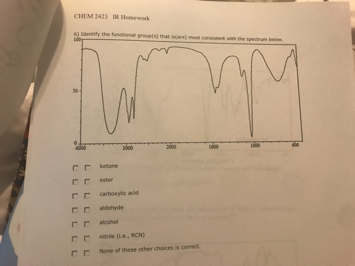 Solved 5) An oxygen-containing compound shows strong IR | Chegg.com