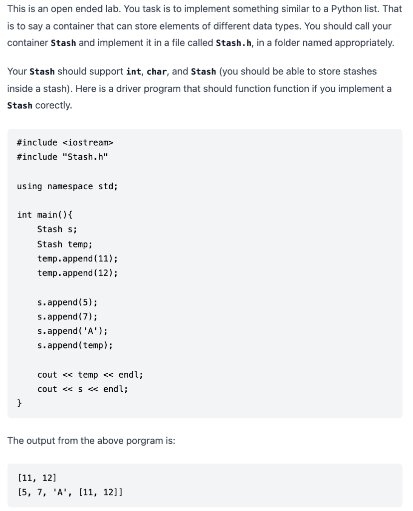 Solved This is an open ended lab. You task is to implement | Chegg.com