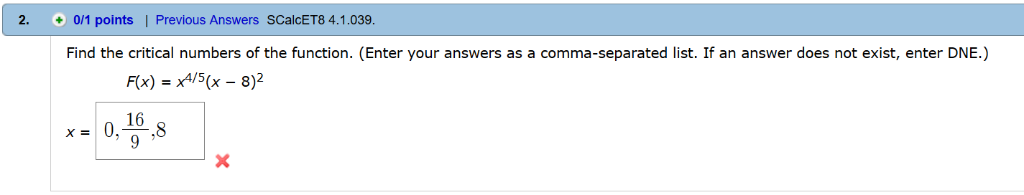 Solved 2. 0/1 points | Previous Answers SCalcET8 4.1.039 | Chegg.com
