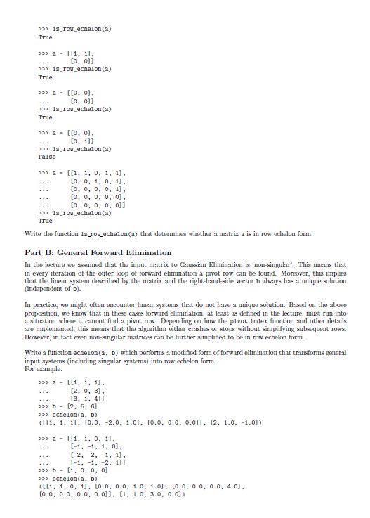 Task 1: Gaussian Elimination for Singular Matrices | Chegg.com