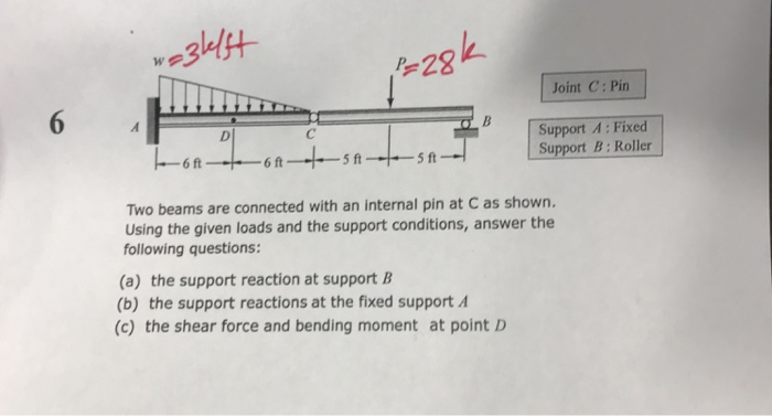 Solved 노28 Joint C: Pin At Support : Fixed Support B: Roller | Chegg.com
