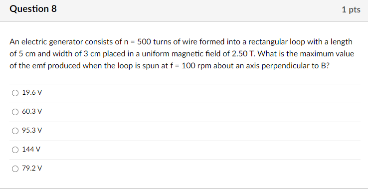Solved An electric generator consists of n=500 turns of wire | Chegg.com