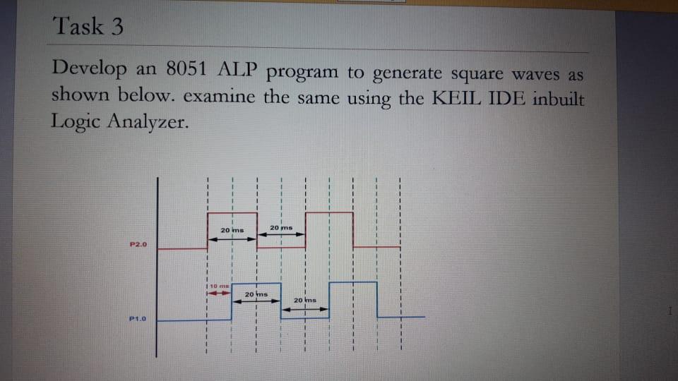 Solved Task 3 Develop An 8051 Alp Program To Generate Square