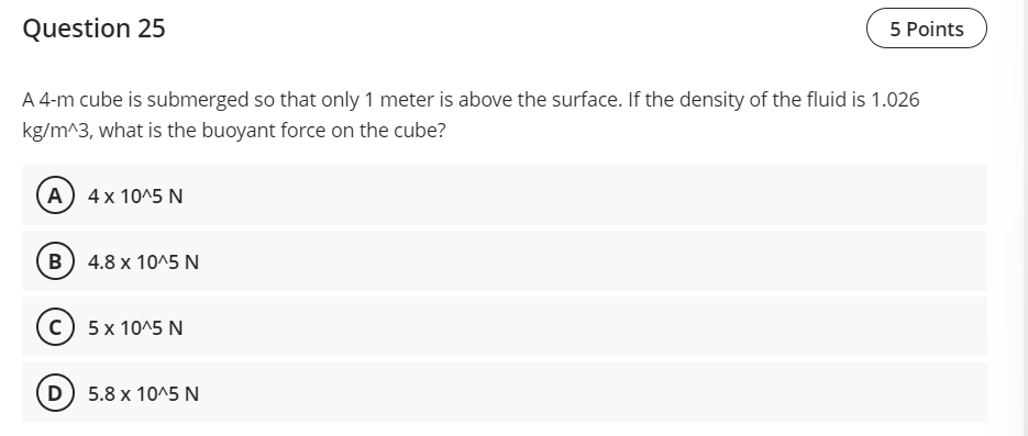 Solved A 4-m cube is submerged so that only 1 meter is above | Chegg.com