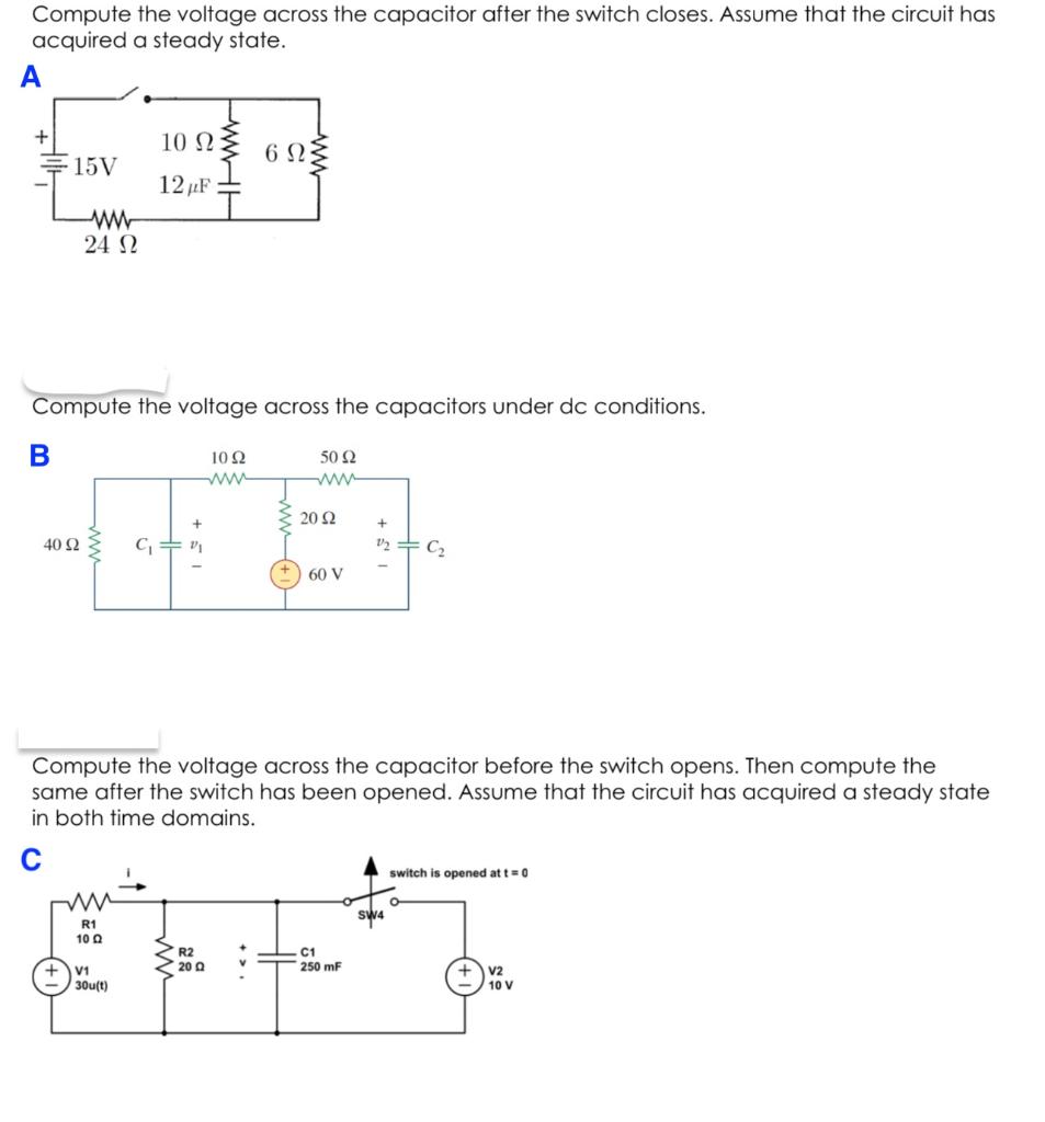 Solved Compute the voltage across the capacitor after the | Chegg.com