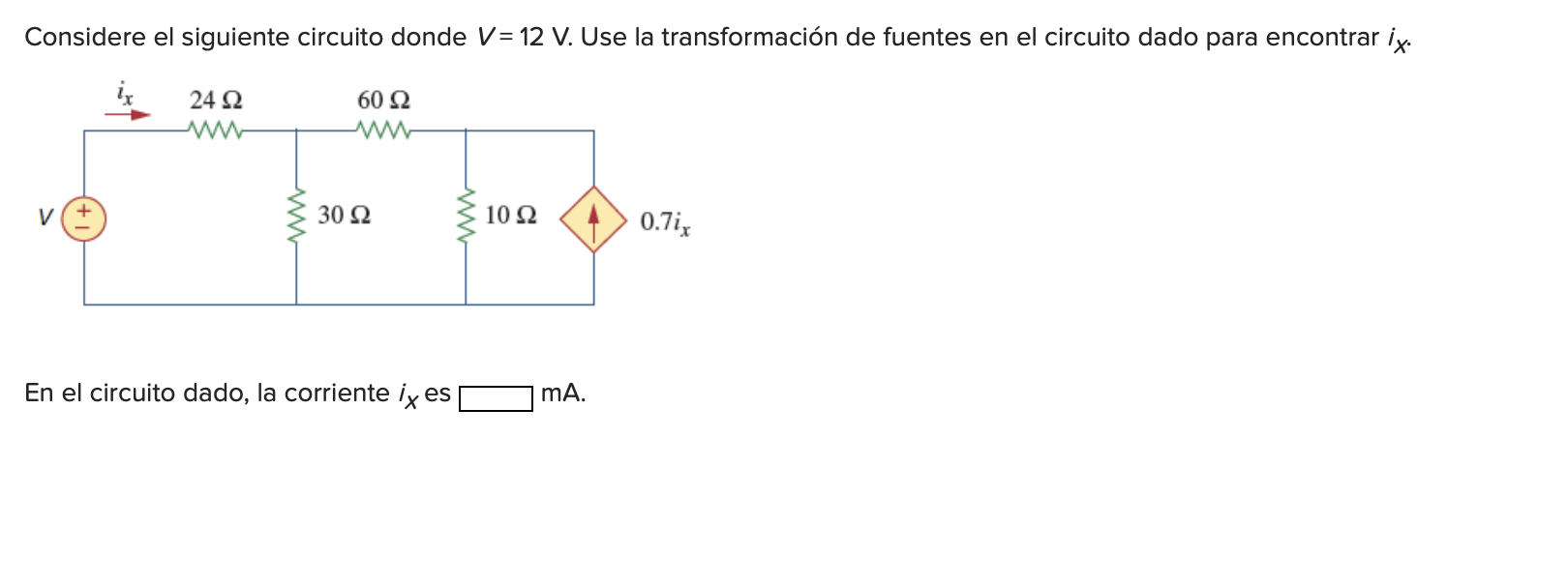 Solved Considere el siguiente circuito donde V=12 V. Use En | Chegg.com