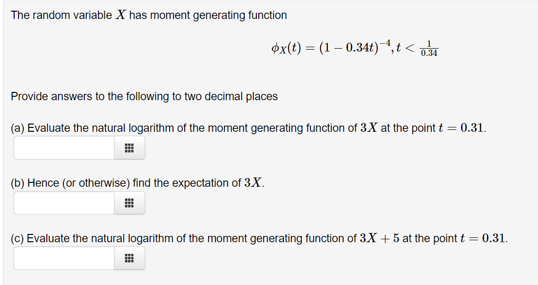 Solved The random variable X has moment generating function | Chegg.com