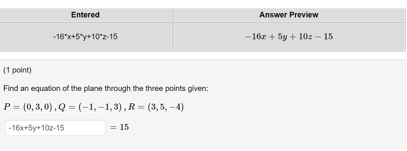 Solved Find an equation of the plane through the three | Chegg.com