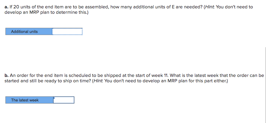 Solved The following table lists the components needed to | Chegg.com
