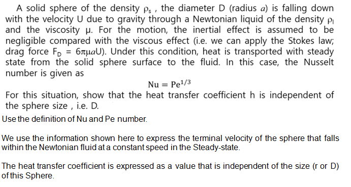 Solved A solid sphere of the density ps, the diameter D | Chegg.com