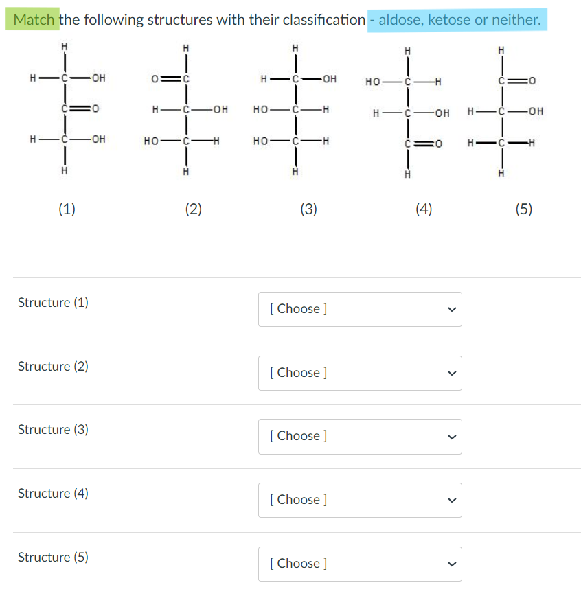 Solved Match the following structures with their | Chegg.com