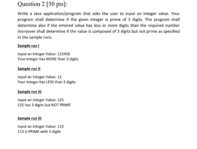 Solved Question 2 [50 pts]: Write a Java application/program | Chegg.com