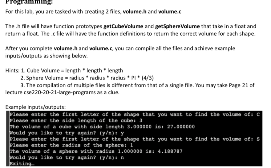 Solved Programming: For this lab, you are tasked with | Chegg.com