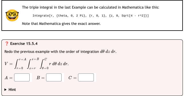 Solved The triple integral in the last Example can be | Chegg.com