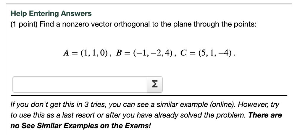 Solved Help Entering Answers (1 point) Find a nonzero vector | Chegg.com
