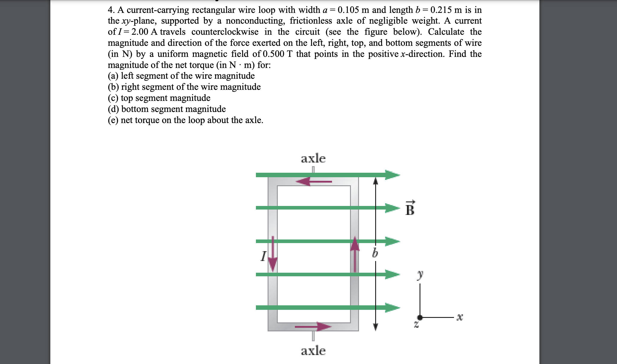 Solved 4. A current-carrying rectangular wire loop with | Chegg.com