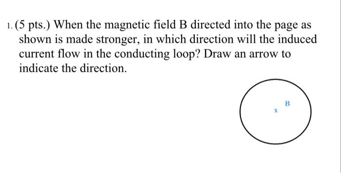 Solved 1. (5 pts.) When the magnetic field B directed into | Chegg.com