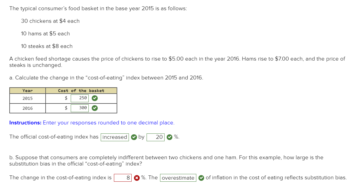 Solved The typical consumer's food basket in the base year | Chegg.com