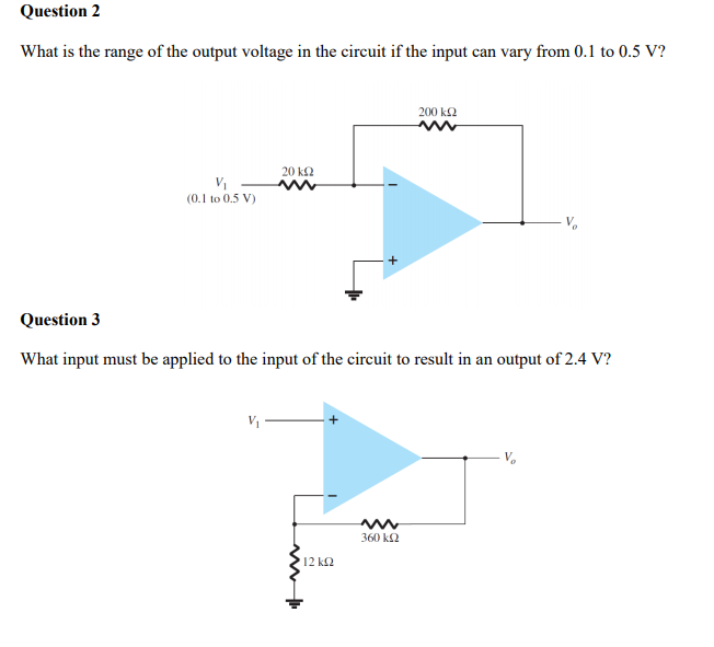Solved Question 2 What is the range of the output voltage in | Chegg.com