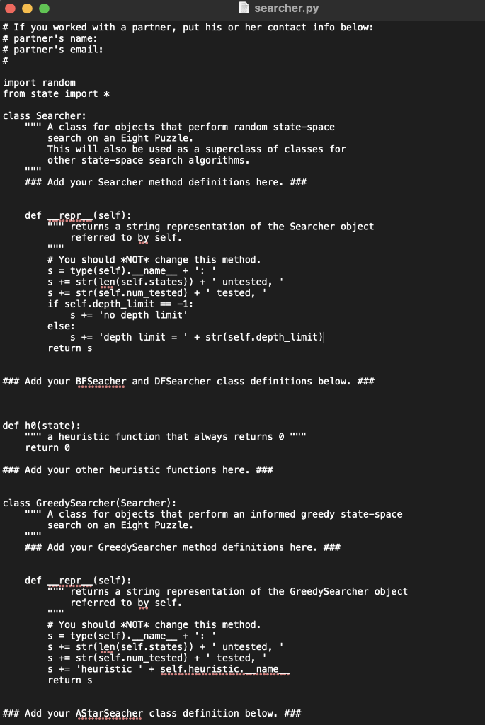 Solved 5. Copy the following method into your searcher | Chegg.com