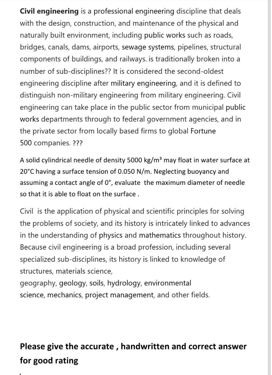 Solved Civil engineering is a professional engineering | Chegg.com