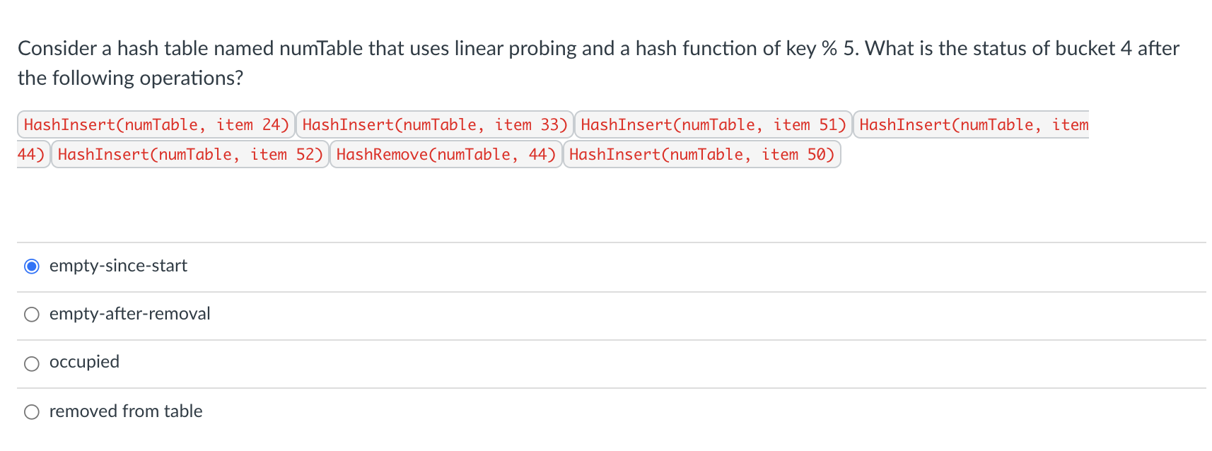 Solved Consider a hash table named marksTable that uses | Chegg.com
