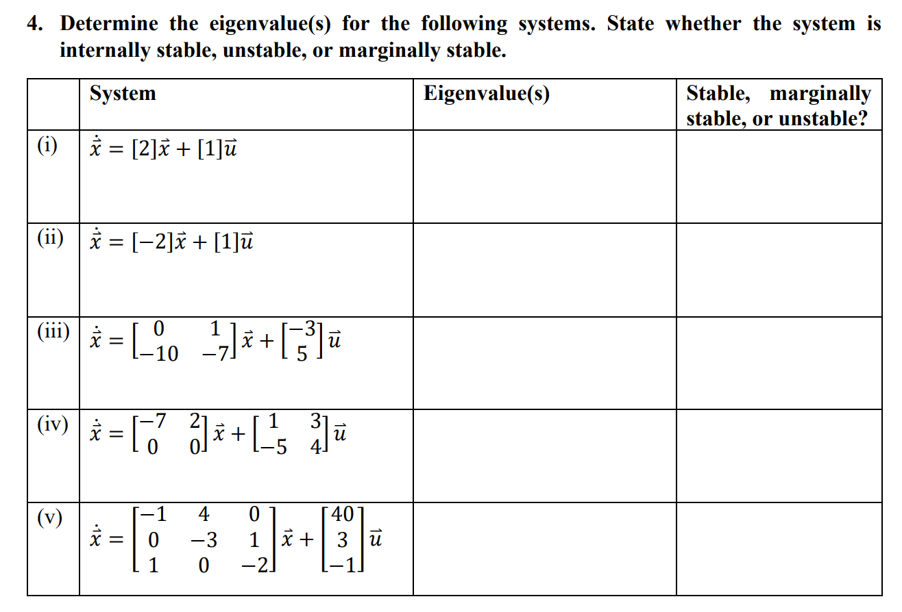Solved 4. Determine the eigenvalue(s) for the following | Chegg.com