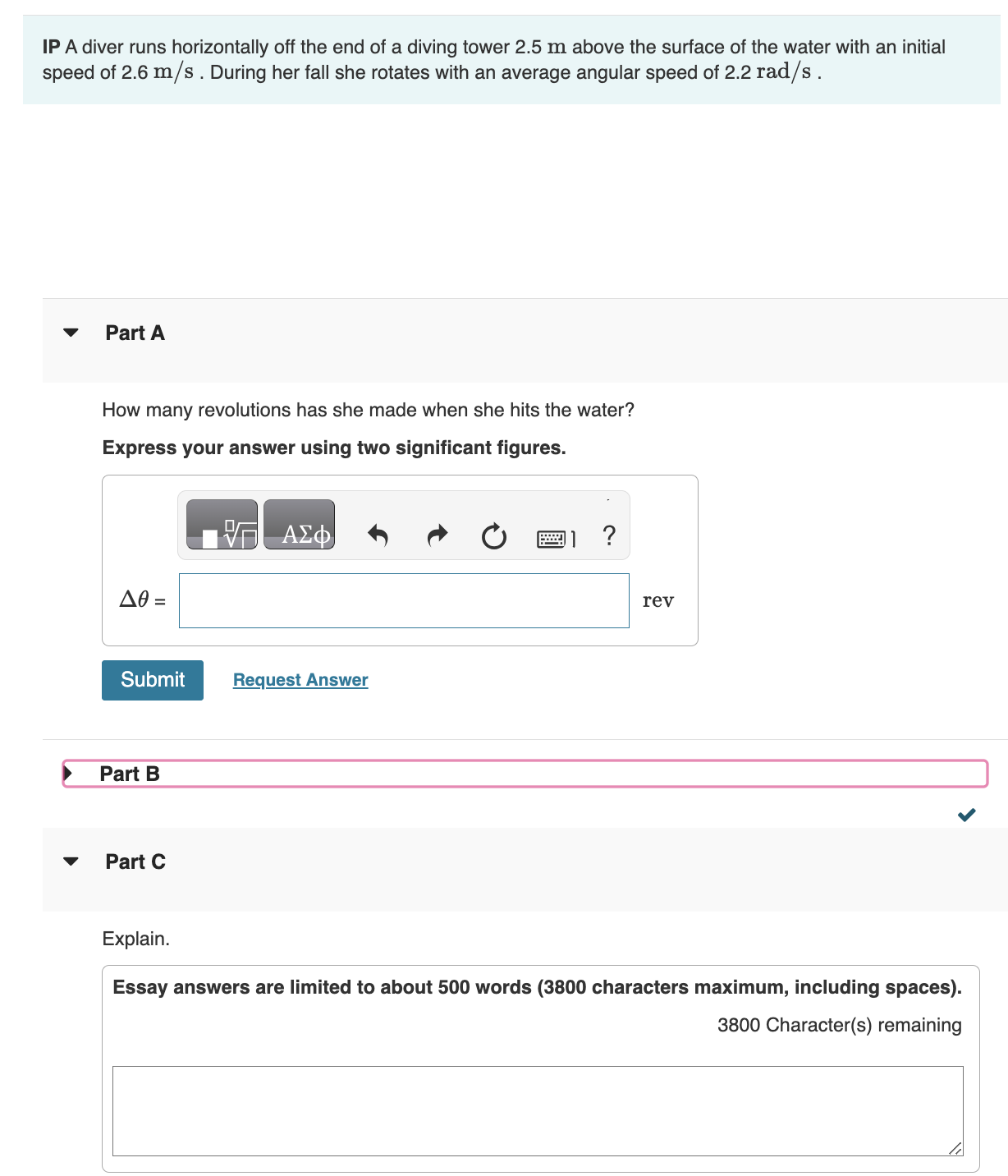 Solved IP A diver runs horizontally off the end of a diving | Chegg.com