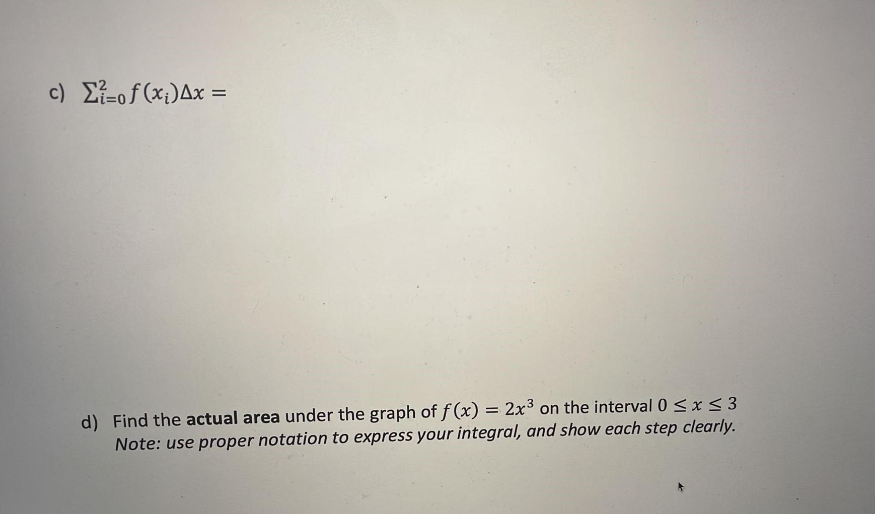 Solved = 1) Use a Riemann sum to approximate the area under | Chegg.com