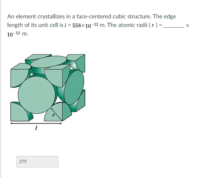 Solved An element crystallizes in a face-centered cubic | Chegg.com