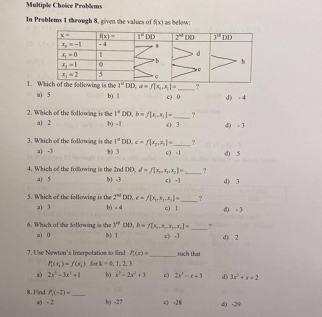 Solved Multiple Choice Problems In Problems 1 through 8, | Chegg.com