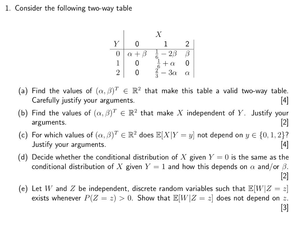 Solved 1. Consider the following two-way table (a) Find the | Chegg.com