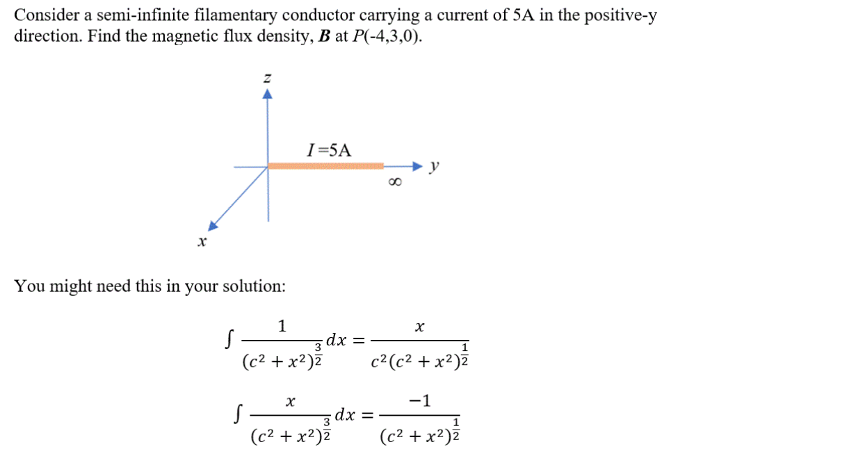 Solved Consider a semi-infinite filamentary conductor | Chegg.com